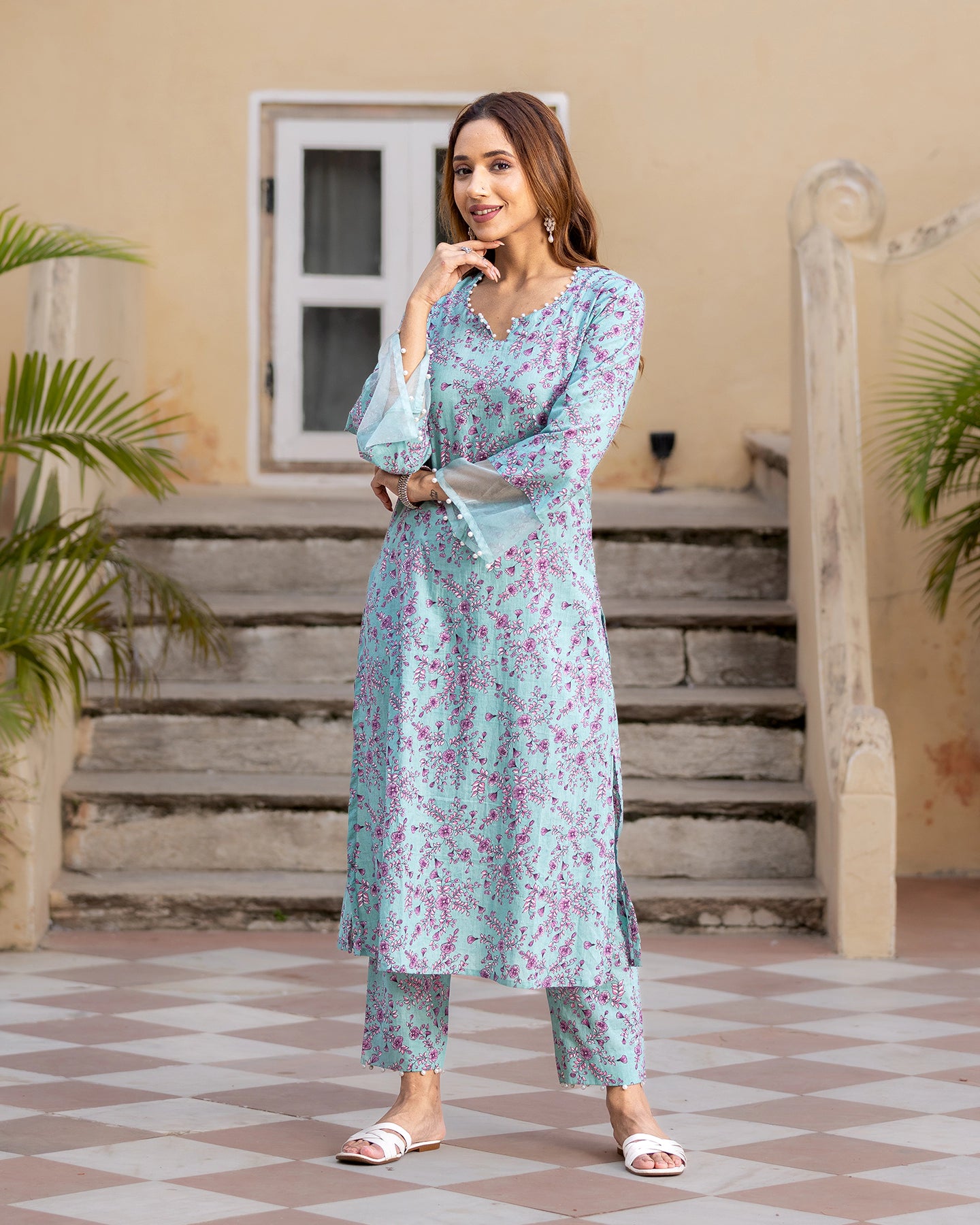 Buy Sage Green Florian Kurta Set online in India | Ambraee – Ambraee