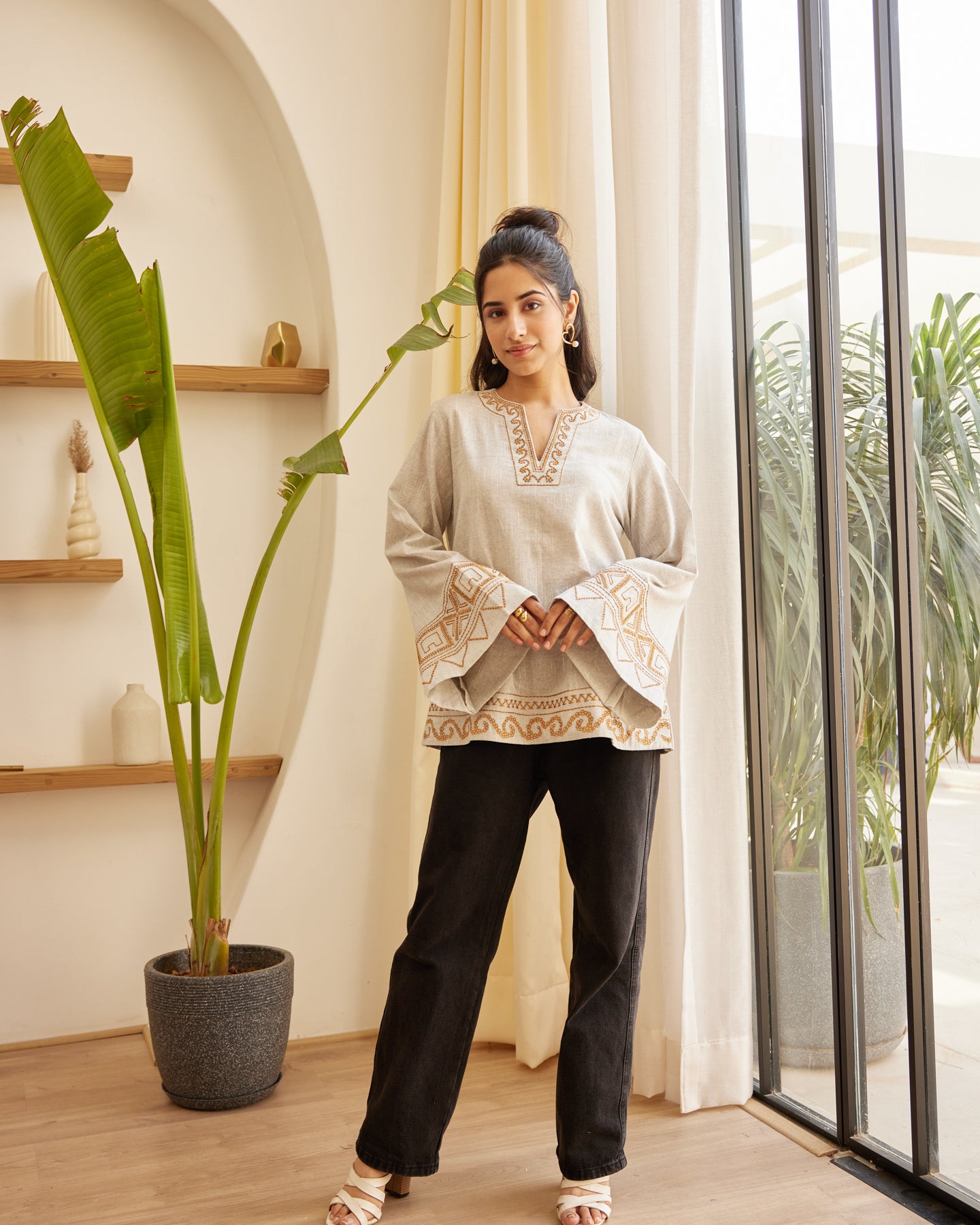 Buy Grey Threaded Treasure Top Online in India – Ambraee