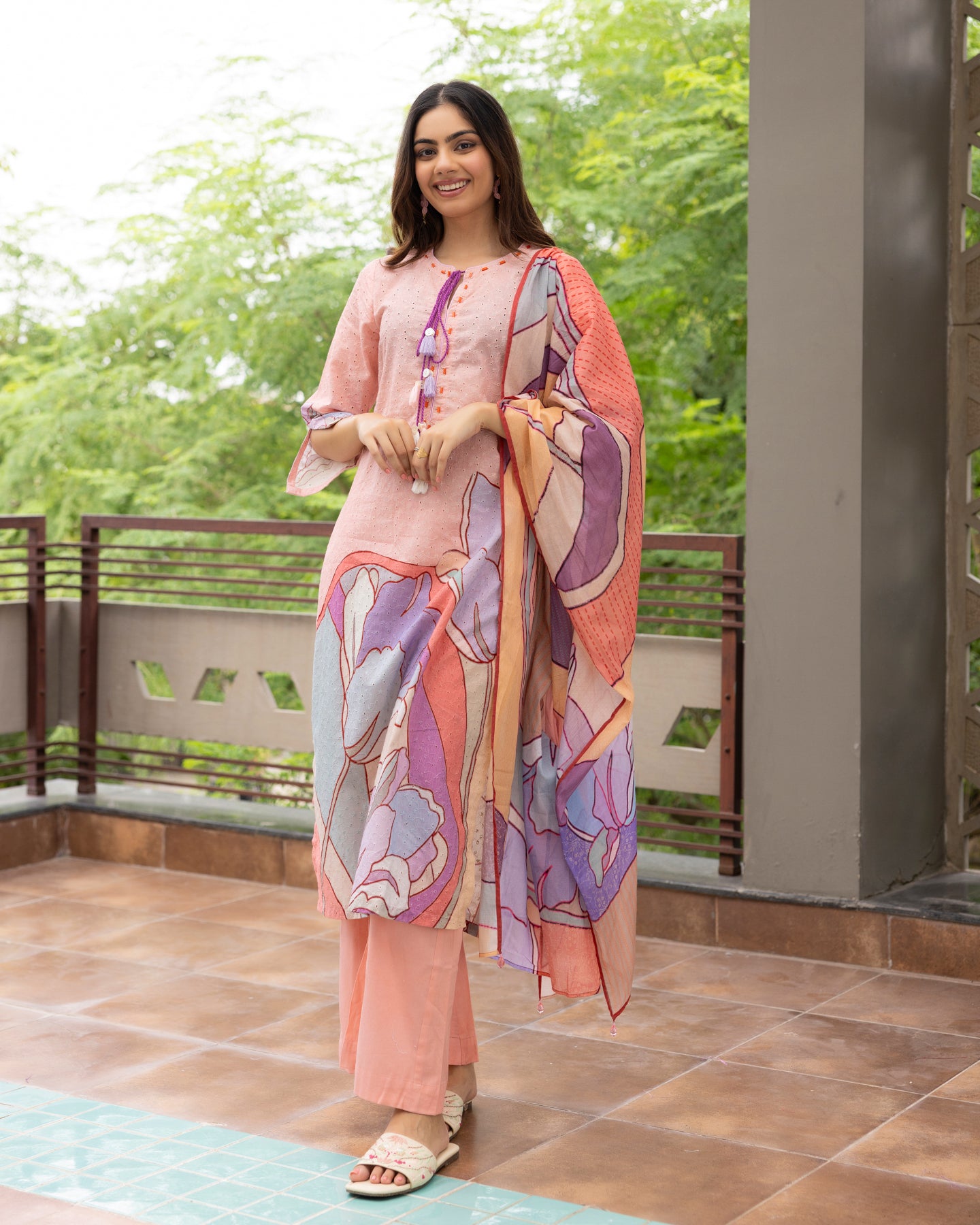 Peach Delight Cotton Suit Set – Ambraee