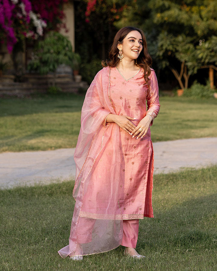 Tanisha Chanderi Suit Set | Ambraee – Ambraee