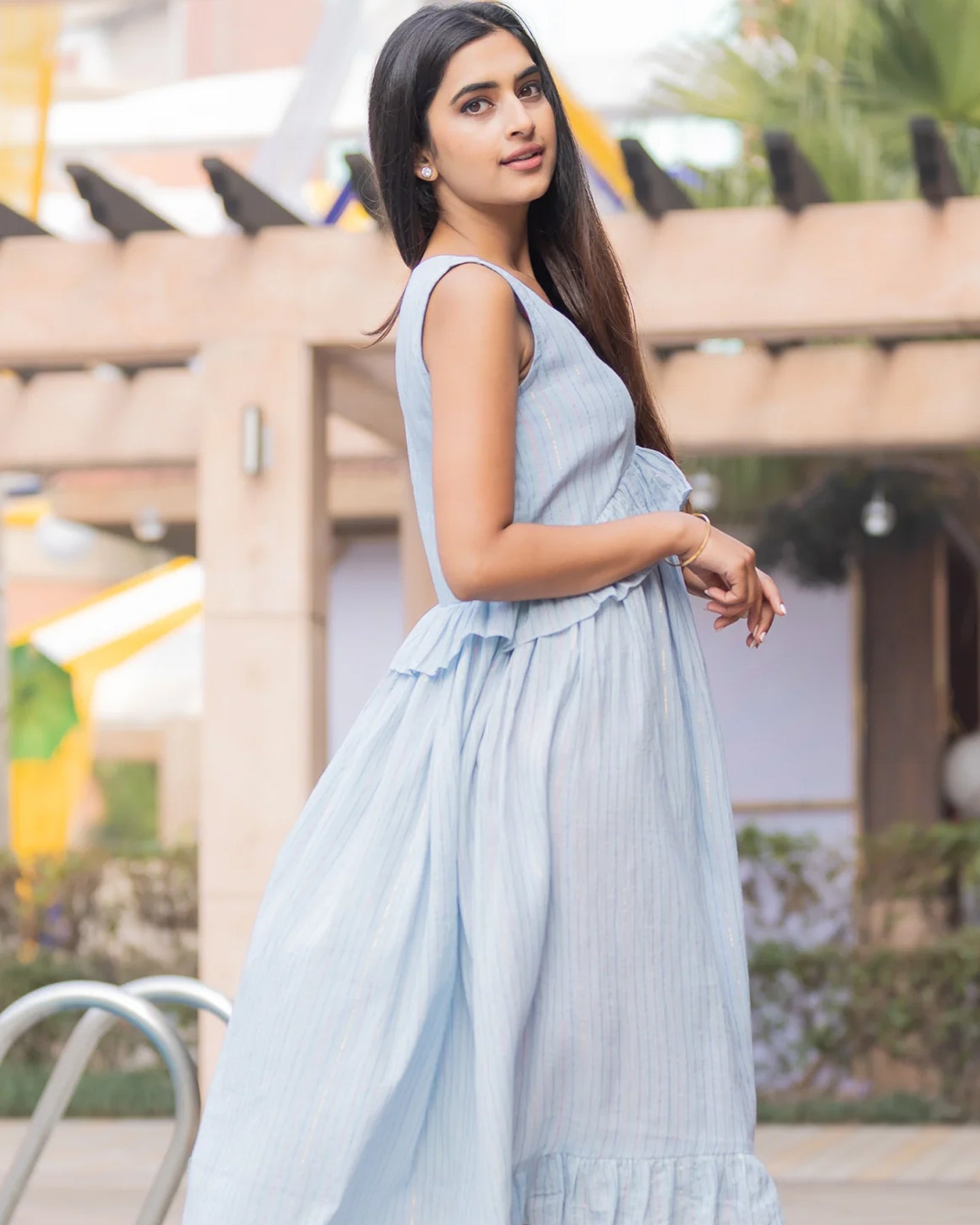Blue Rainbow Lurex Dress | Buy Women Dresses at Ambraee