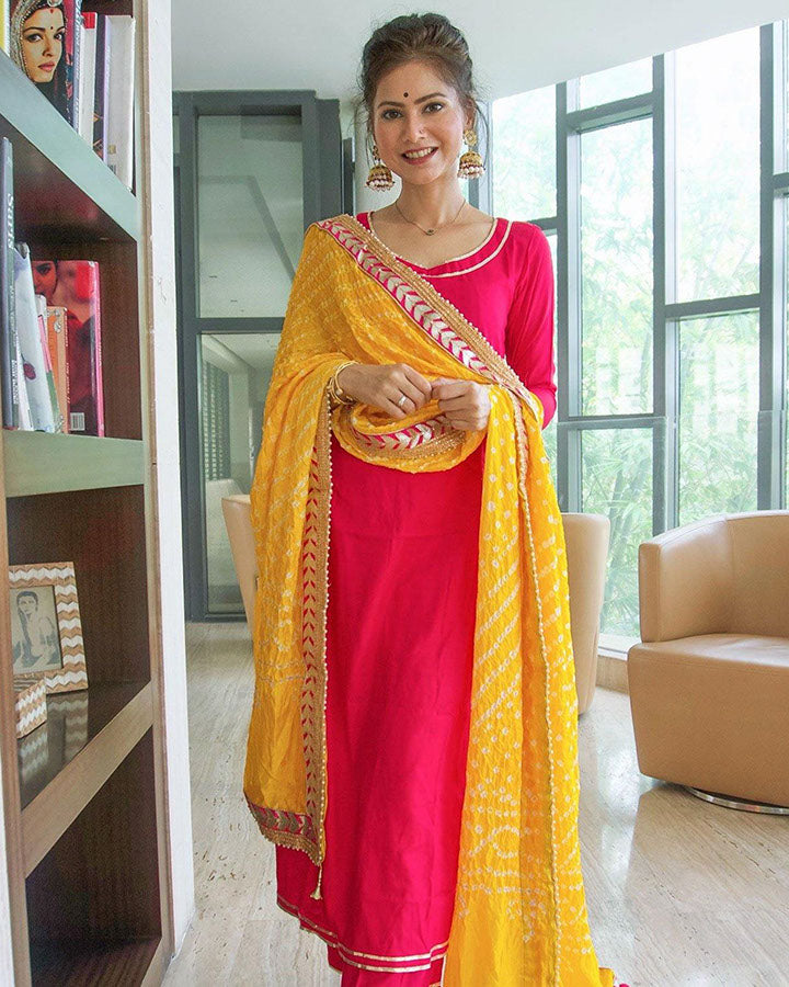 Buy Rayon Berry Pink Suit Set Online In India | Ambraee